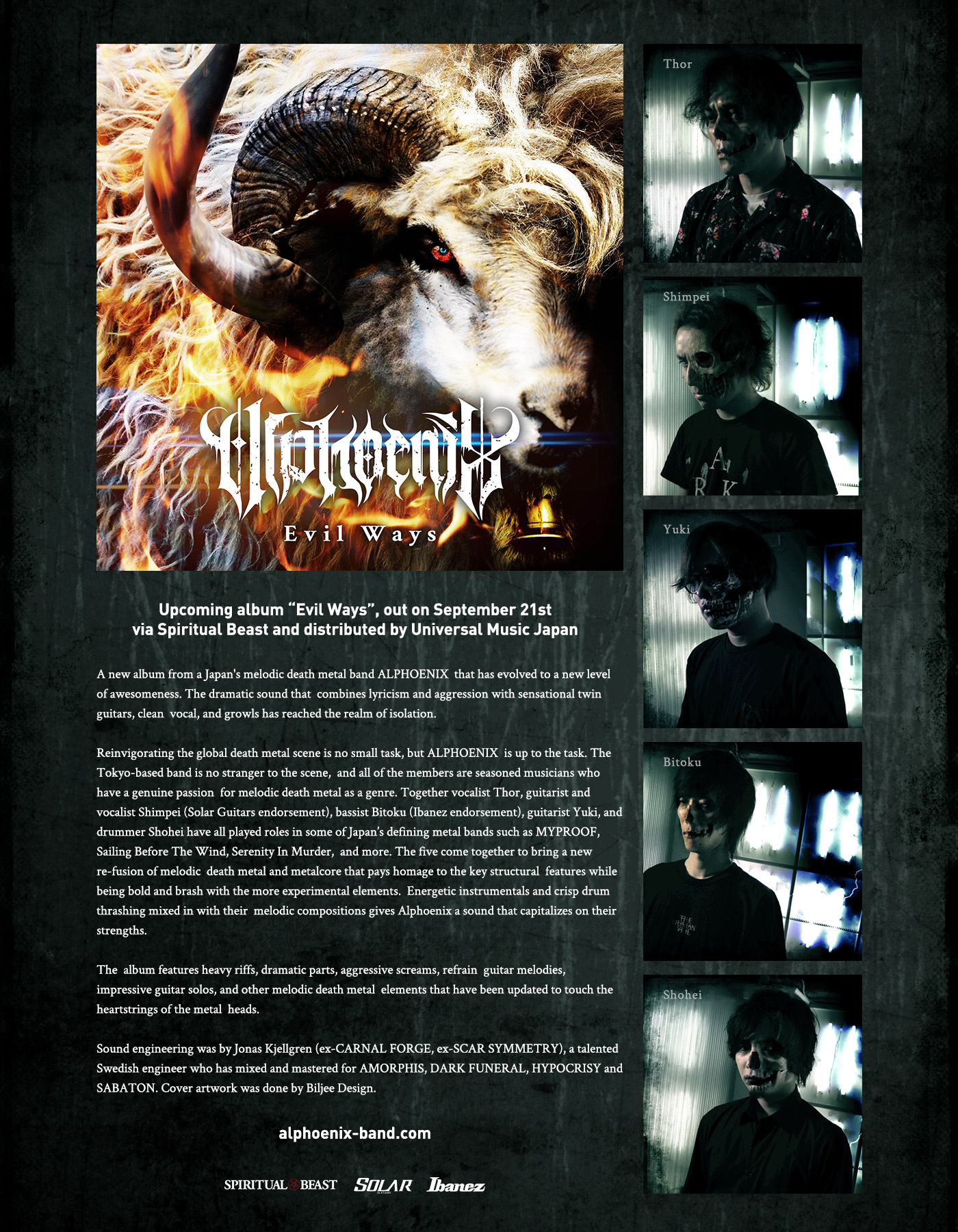 Alphoenix “Evil Ways”, out on September 21st | Alphoenix Official Website | アルフィニクス公式ウェブサイト